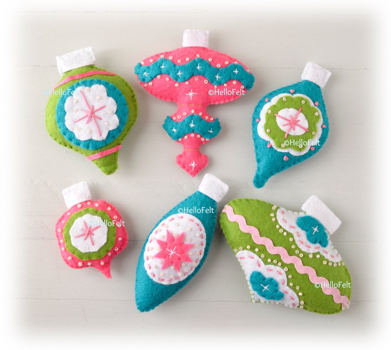 PDF SVG PATTERN: Felt Vintage Baubles. Set of 6. Felt - Etsy