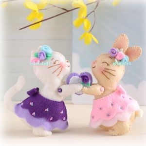 PDF PATTERN: — Set of 4, Spring Bear, Bunny, Kitty and Mouse. Felt ...