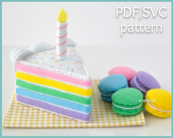 PDF SVG Pattern: Felt Rainbow Cake and Felt Macaroons - Etsy