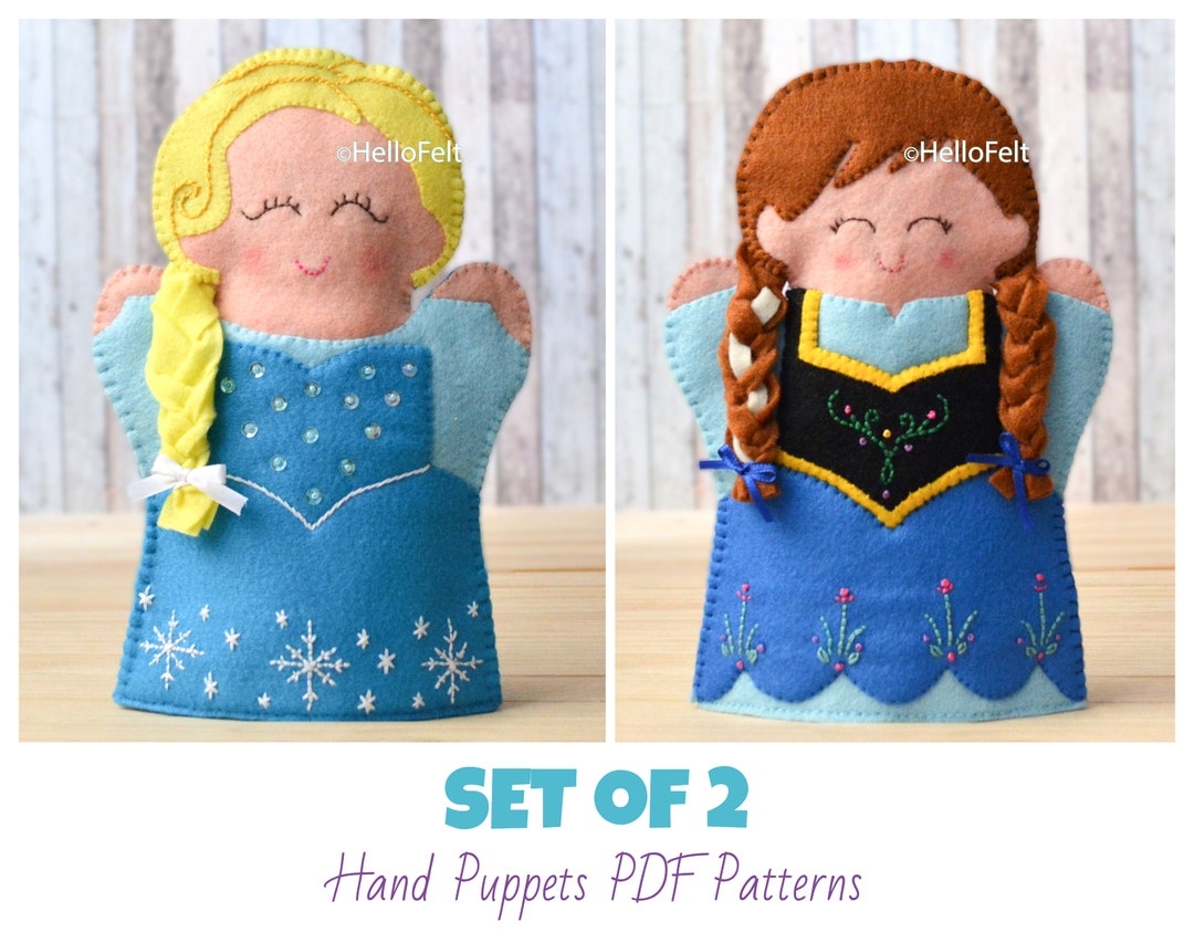 PDF PATTERN: Set of 2 - Princess Doll Hand Puppets. Felt Hand Puppets ...