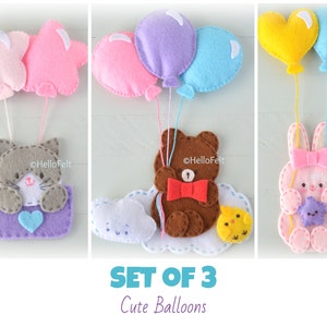 PDF PATTERN: Cute Balloons (set of 3) Tutorial and Pattern. Baby Mobile ...