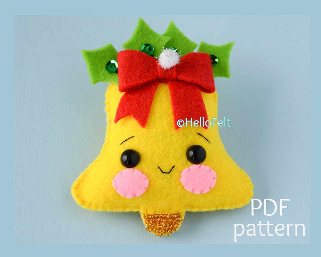 PDF PATTERN: Cute Christmas Bell. Felt Christmas Ornaments Pattern ...