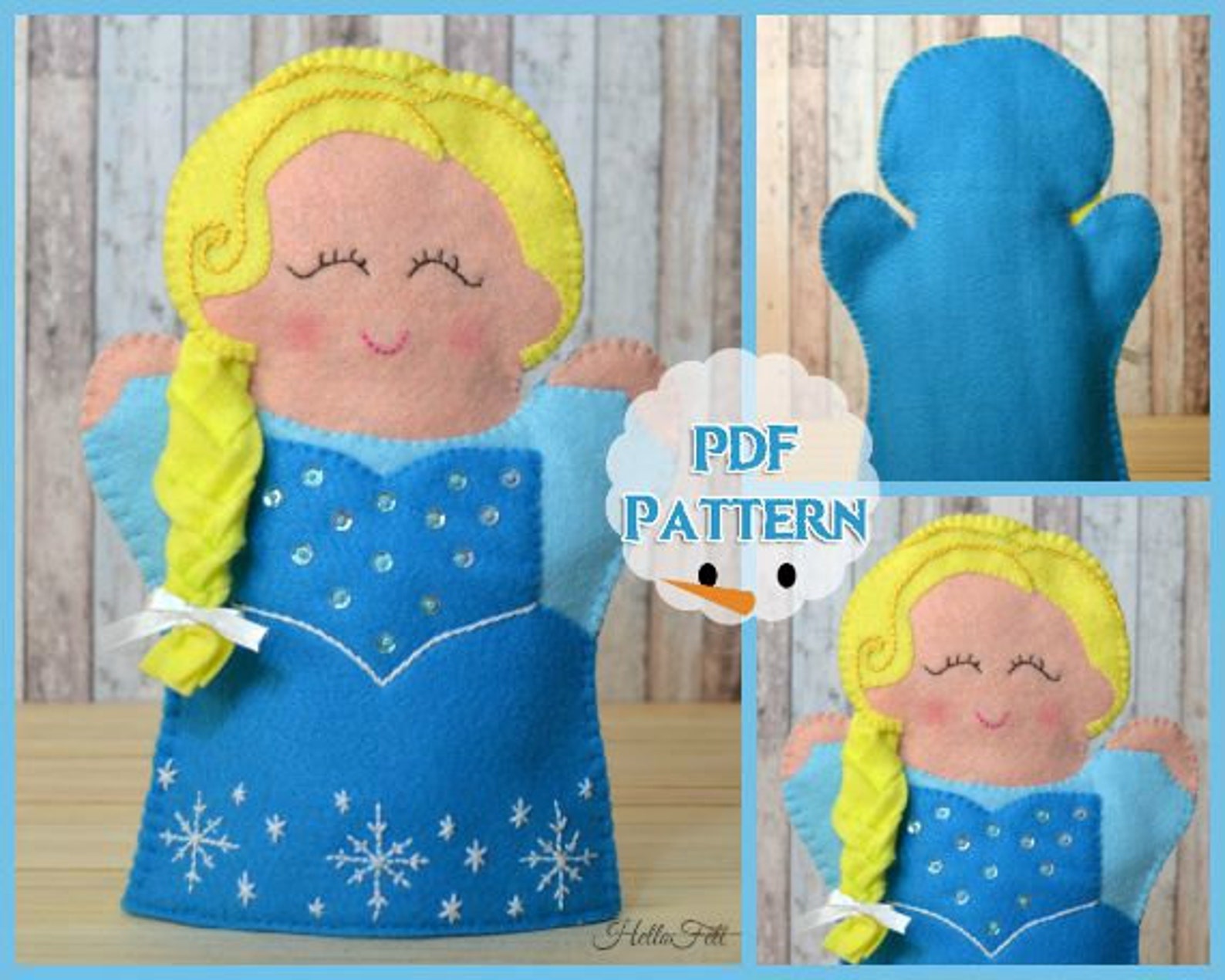 PDF PATTERN: Felt Princess Hand Puppet Instant Download | Etsy