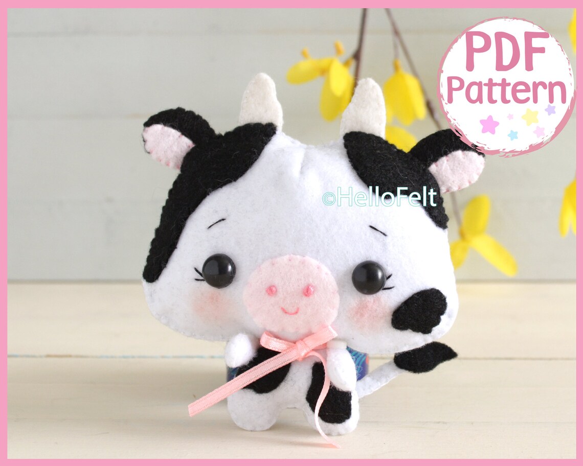 PDF PATTERN: Felt Cow Pattern. Felt Farm Animals Baby Mobile | Etsy