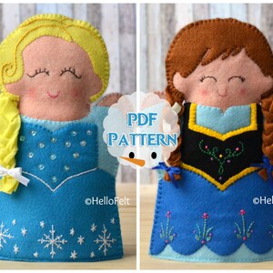 PDF PATTERN: Set of 2 - Princess Doll Hand Puppets. Felt Hand Puppets ...