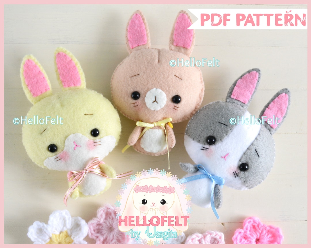 PDF PATTERN: Set of 3 Felt Bunny Pdf Pattern, Rabbit Felt Pattern - Etsy
