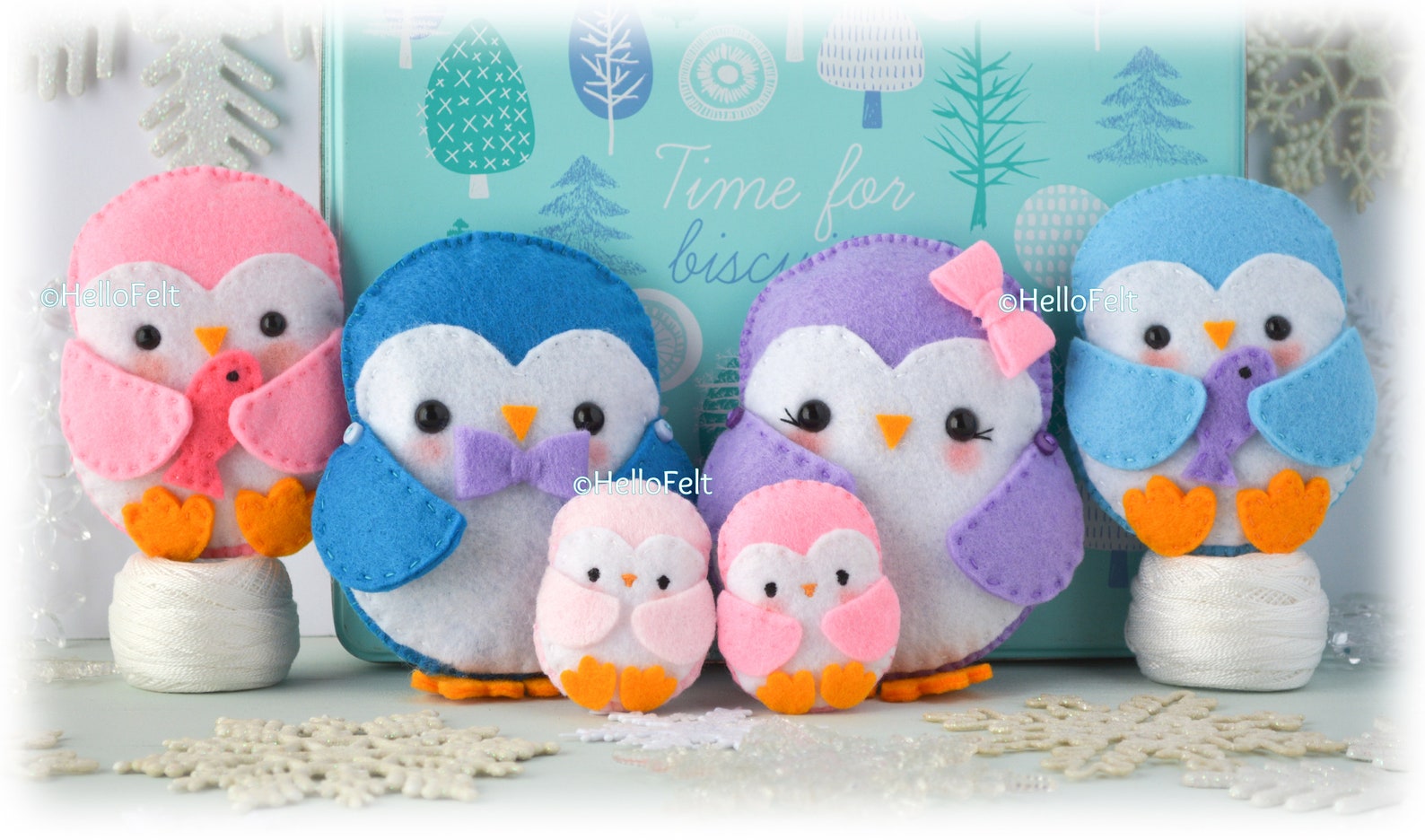 PDF PATTERN: Penguin Family. Felt Ornaments Pattern. Felt - Etsy