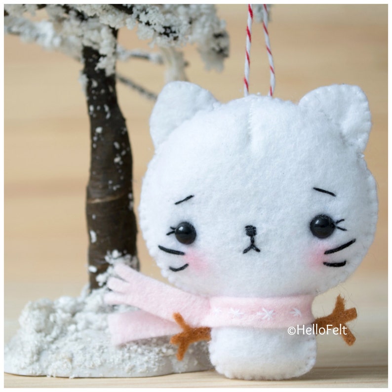 PDF PATTERN: Snowy Kitty, Bear and Bunny. Felt Christmas Ornaments ...