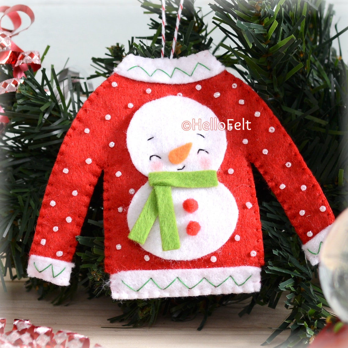 PDF PATTERN: Ugly Christmas Sweater. Felt Christmas Ornaments Pattern ...