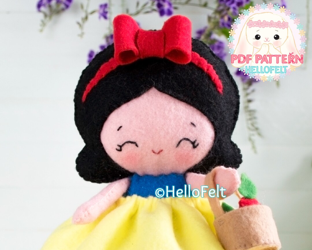 PDF PATTERN: Princess Snow White. Felt Doll Princess Sewing Pattern ...
