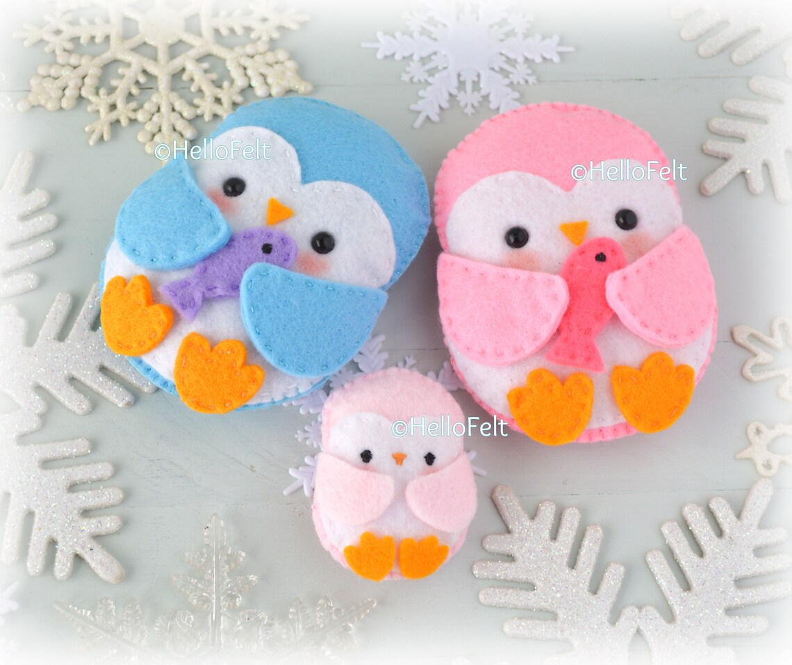PDF PATTERN: Penguin Family. Felt Ornaments Pattern. Felt | Etsy