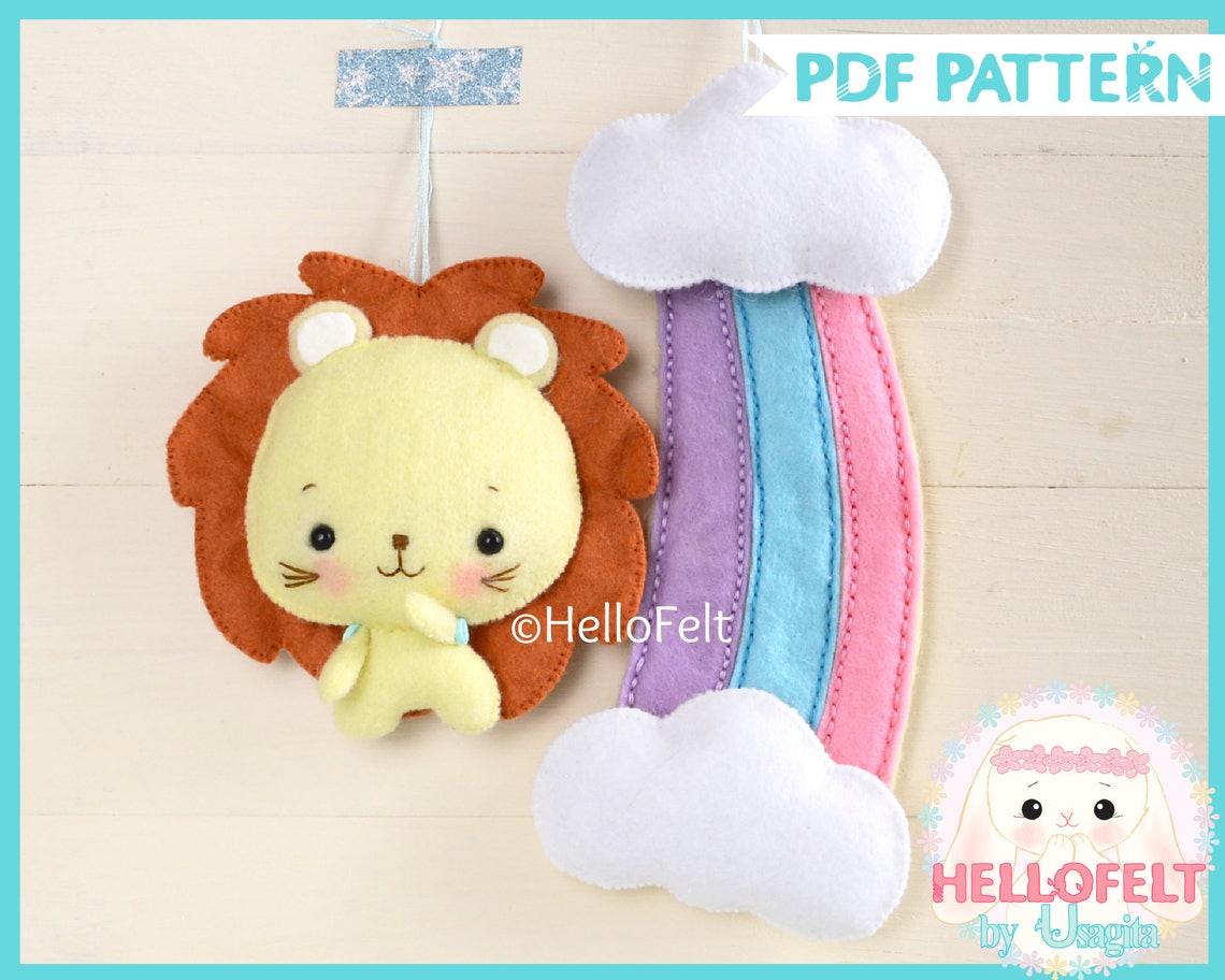 PDF PATTERN: Lion and Rainbow. Felt Jungle Animal Lion - Etsy
