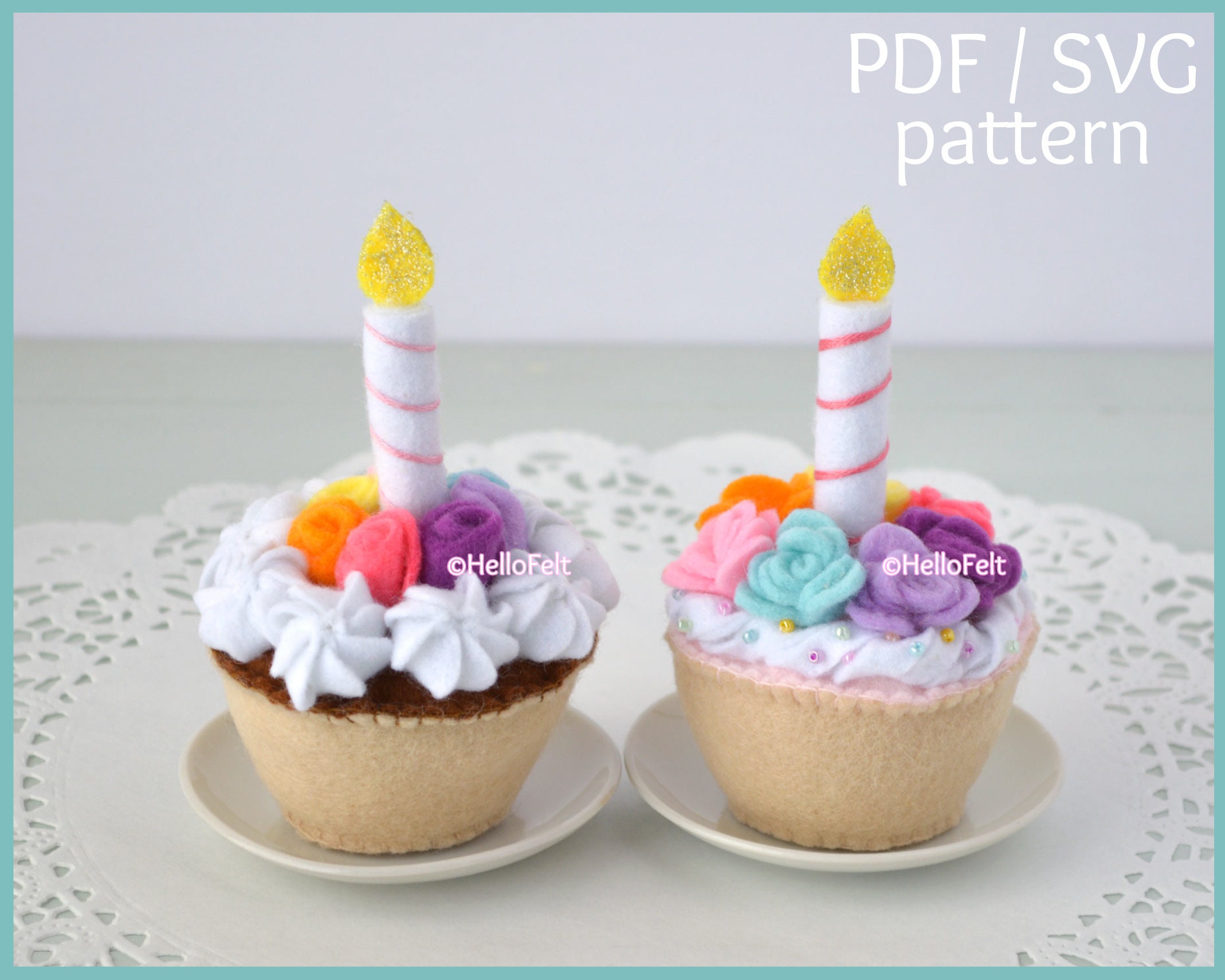 PDF SVG Pattern: Felt Cupcakes Tutorial and Pattern. Felt - Etsy
