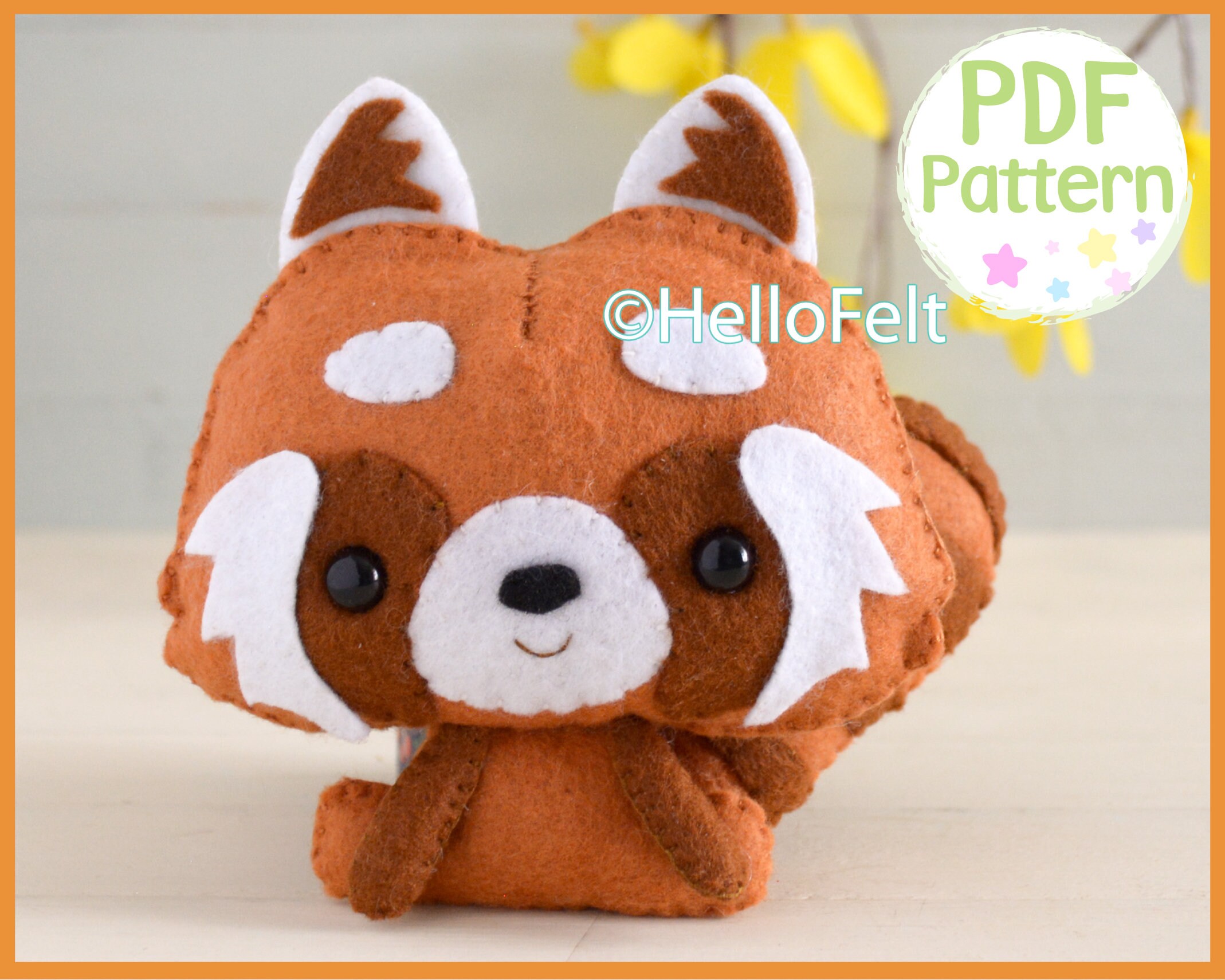 PDF PATTERN: Red Panda. Felt Red Panda Pattern. Felt Cute Animal ...