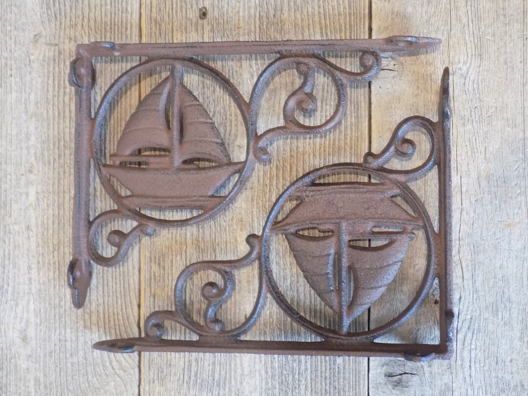 2 Cast Iron Sail Boat Brackets Corbels Braces Shelf Bracket - Etsy