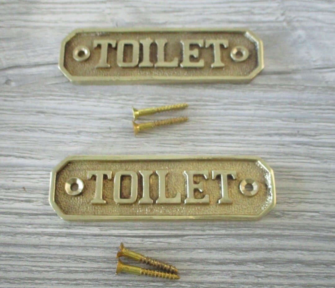 2 Gold Toilet Signs 3.5 X 1 Metal Restroom - Etsy