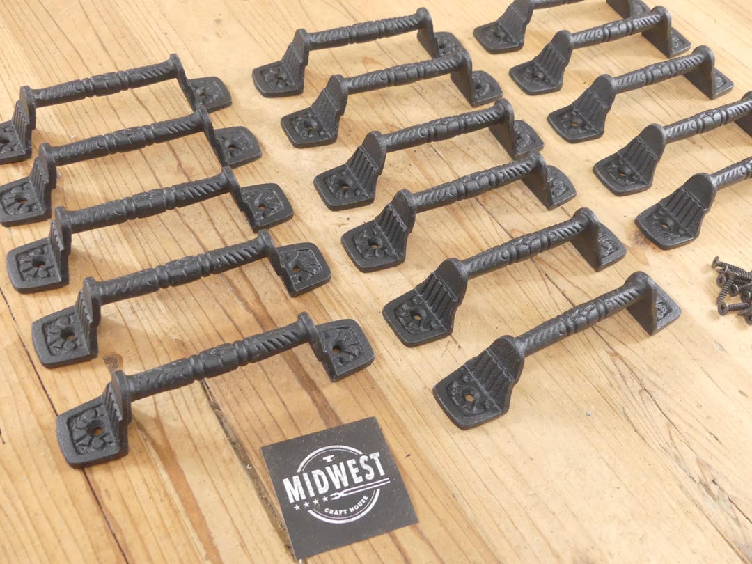 16 Cast Iron Handles, Matte Black Color, Cabinet Pulls, Gate Handle ...