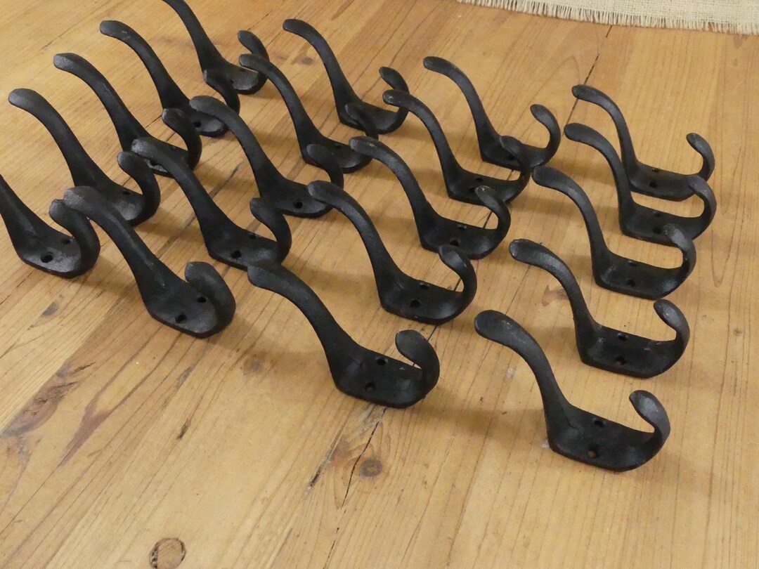 20 Cast Iron Black School Style Coat Hooks Hat Hook Rack Hall Tree ...
