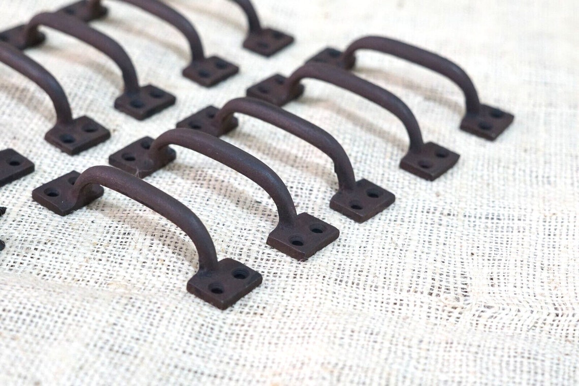 10 Cast Iron Drawer Pulls Window Pulls Dark Rustic Brown - Etsy