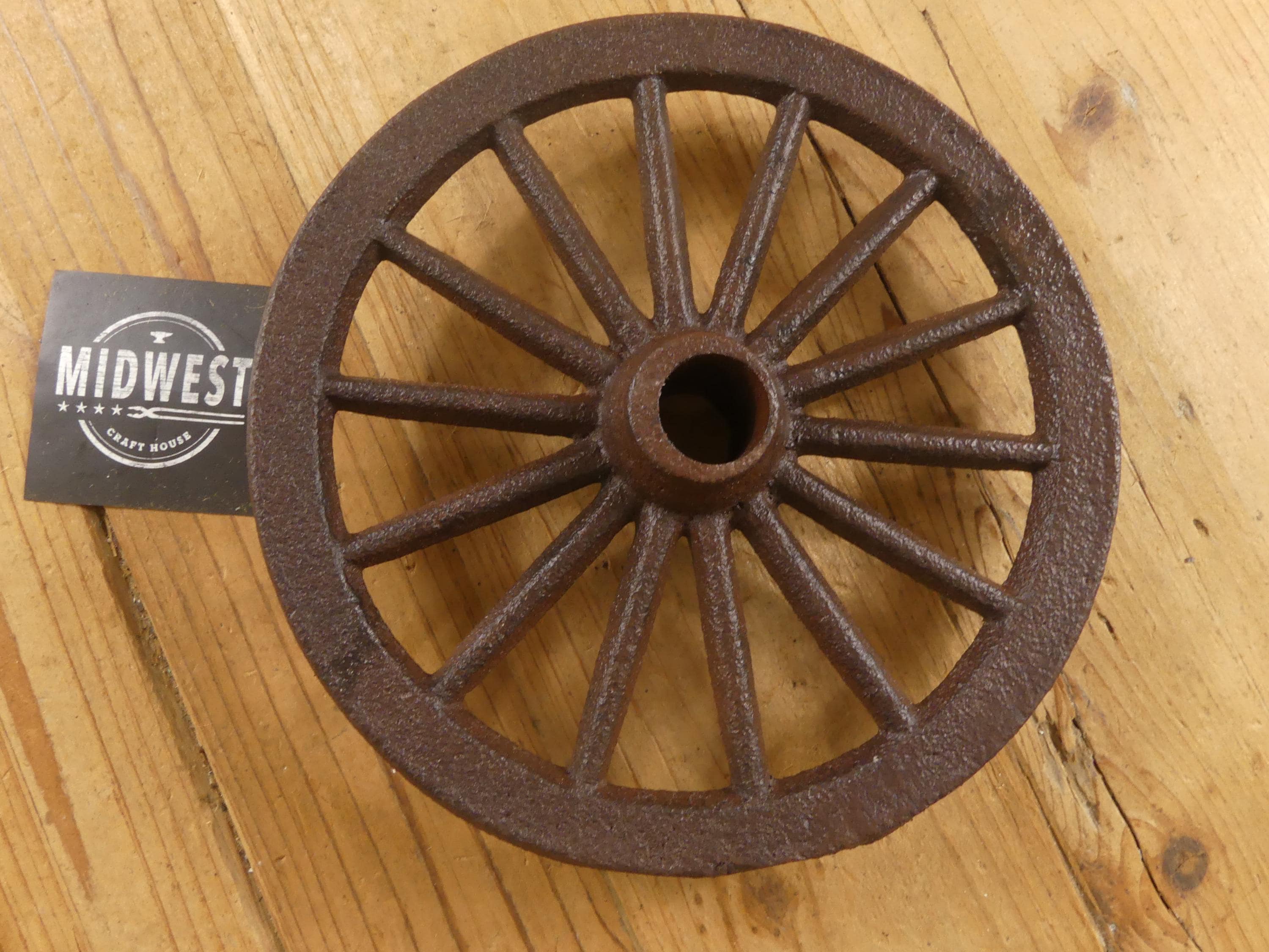 1 SMALL CAST IRON Wagon Wheel, 6 3/4" Diameter, Cart, Factory, Table ...