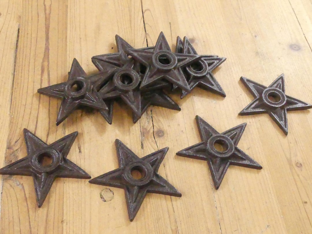 12 Cast Iron Stars, Washers, Texas Lone Star, Rustic, 4", Architectural ...