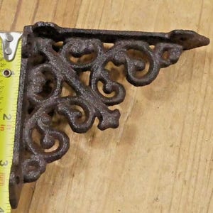 8 Cast Iron Brackets, Antique Style, Rustic Brown Color, Bookshelf Bracket, Brace, Corbel, Small ...