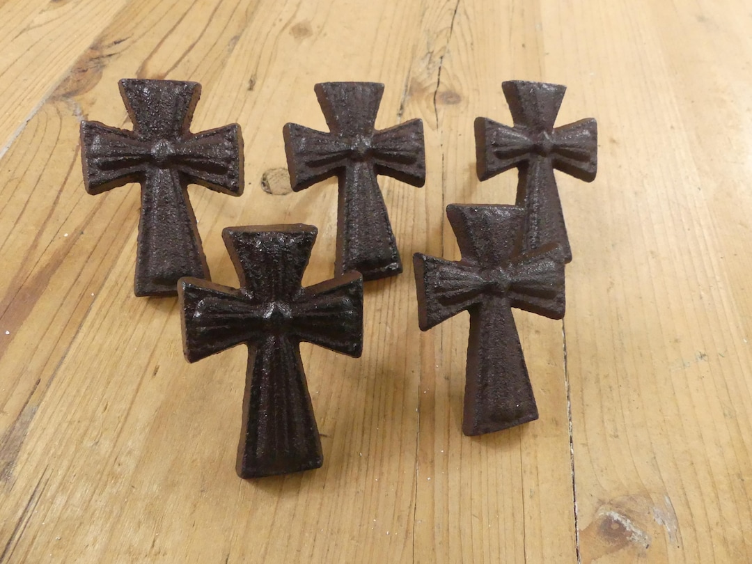 5 CAST IRON CROSS Drawer Pull, Handle, Religious Home Decor, Pulls ...