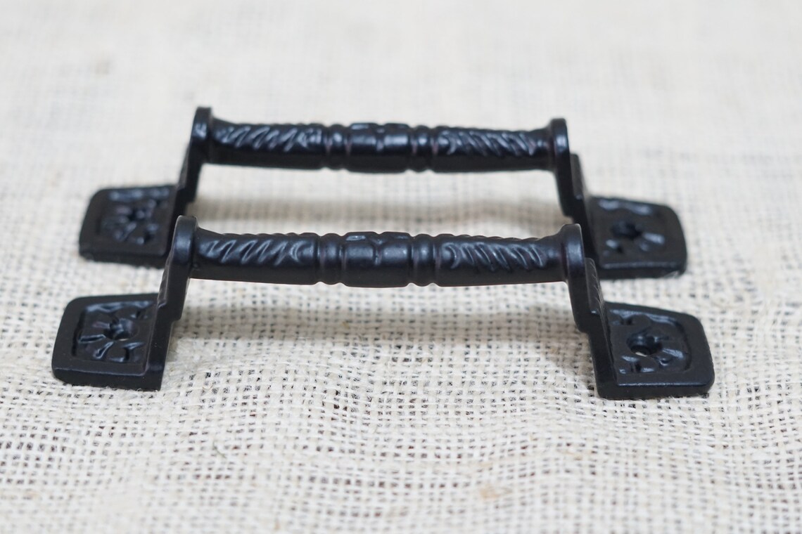 2 Cast Iron Handles Door Pulls 5 1/2 Long Handles - Etsy