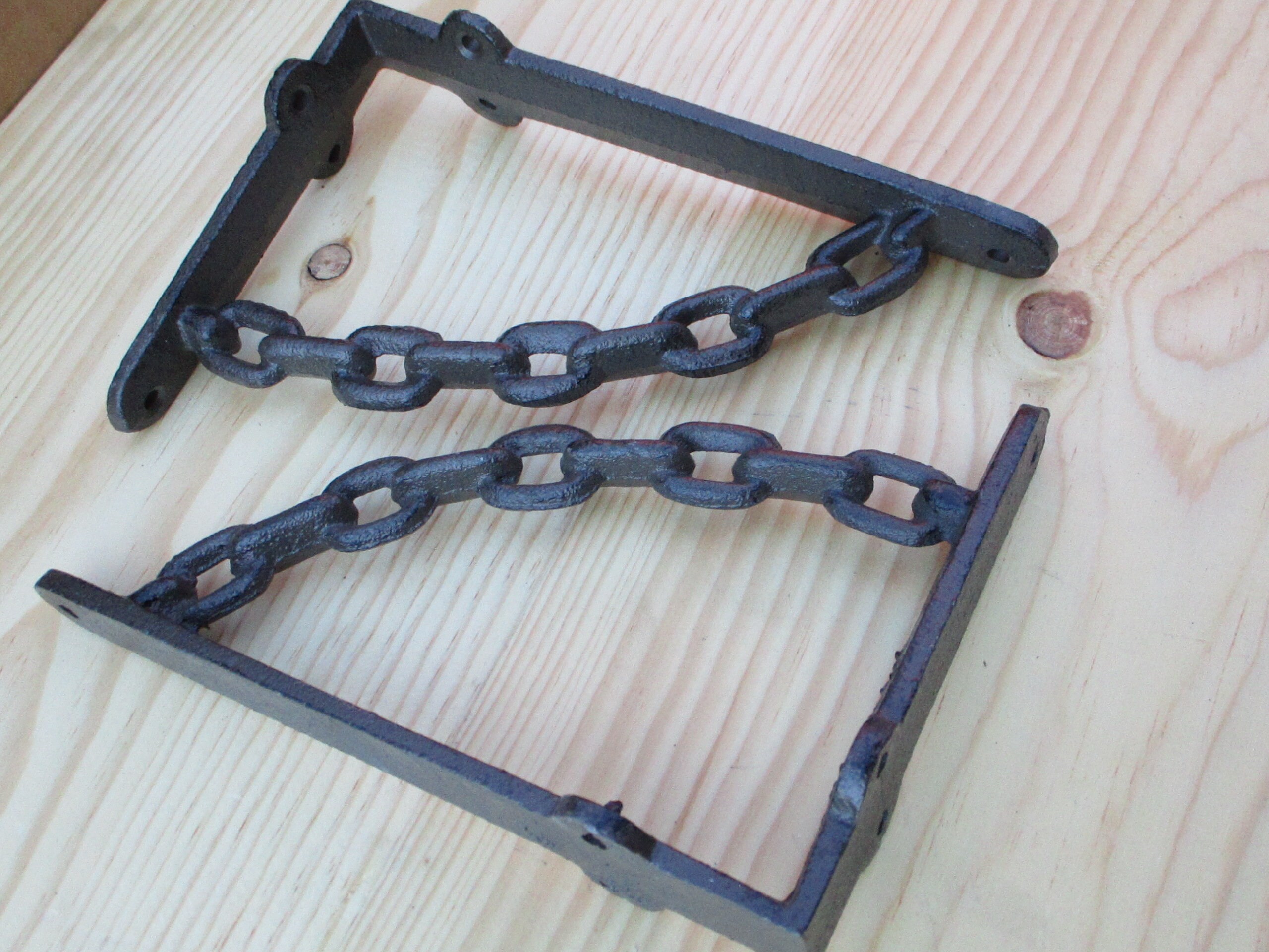 2 Cast Iron Brackets Chain Braces Corbels Bookshelf | Etsy