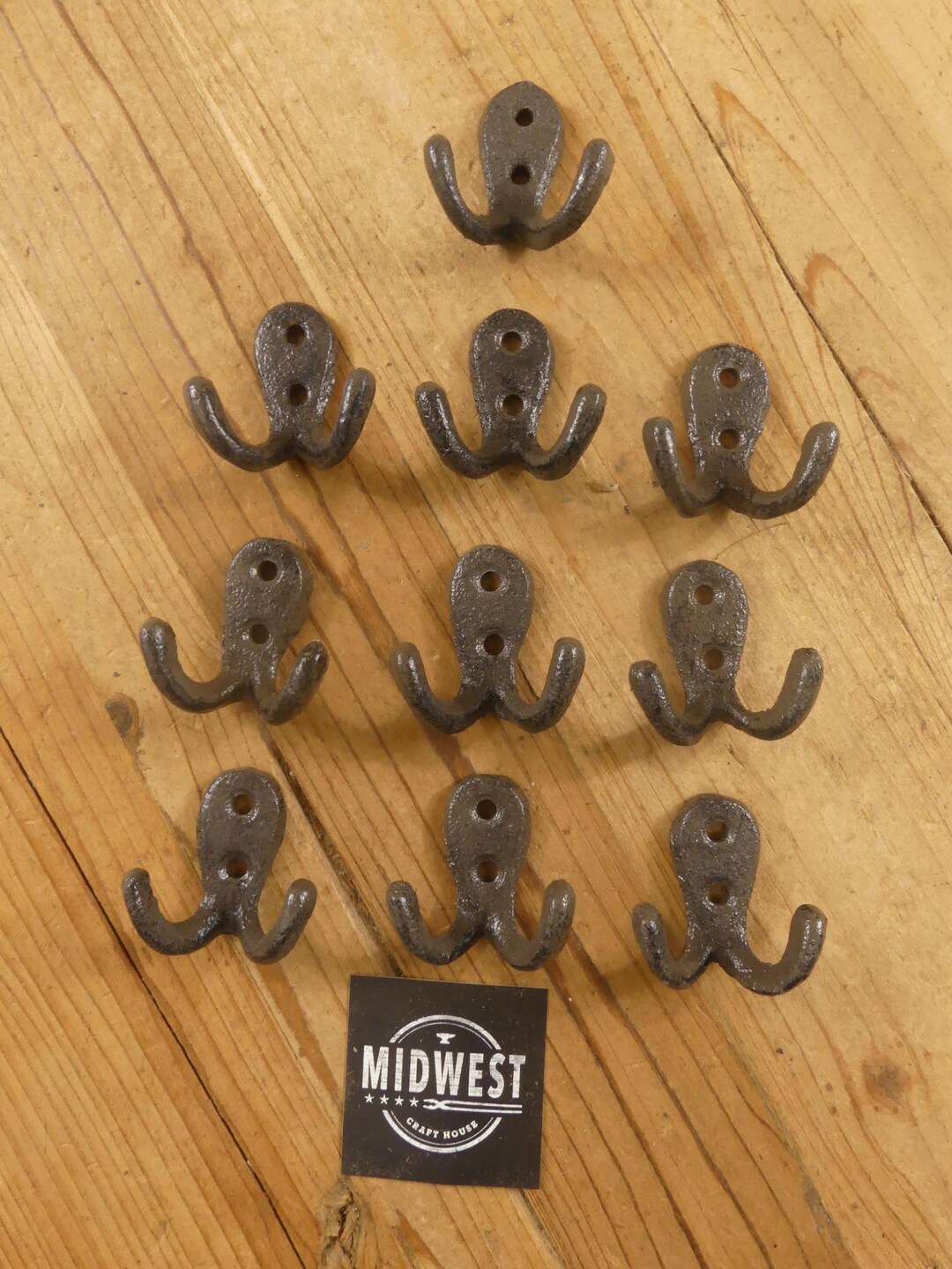 10 Small Coat Hooks, Hat Hooks, Coat Rack, Rustic Brown Color, Key ...
