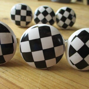 6 CERAMIC KNOBS, Checkered, Home Bar, Drawer Pulls, Cabinet Knobs ...