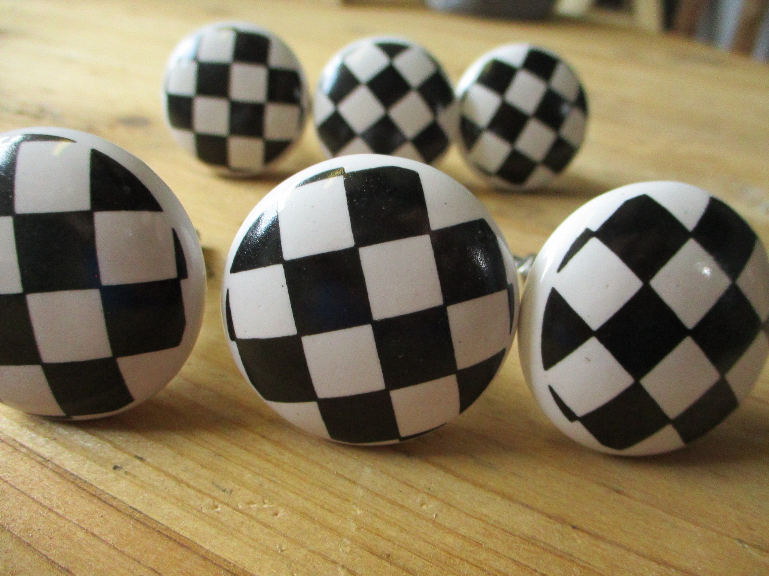 10 CERAMIC KNOBS Checkered Home Bar Drawer Pulls Cabinet | Etsy