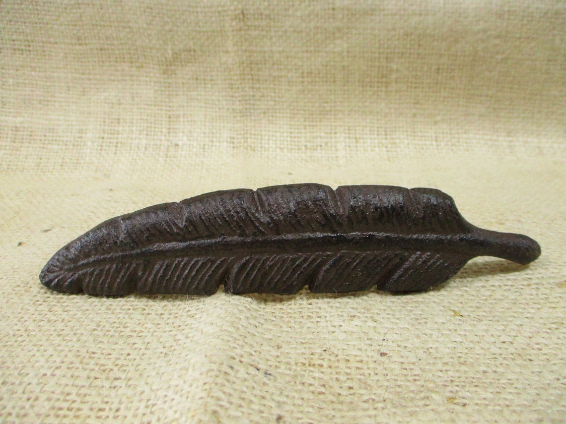 10 Cast Iron Feather Drawer Pulls W/ Screws Dresser Handles - Etsy