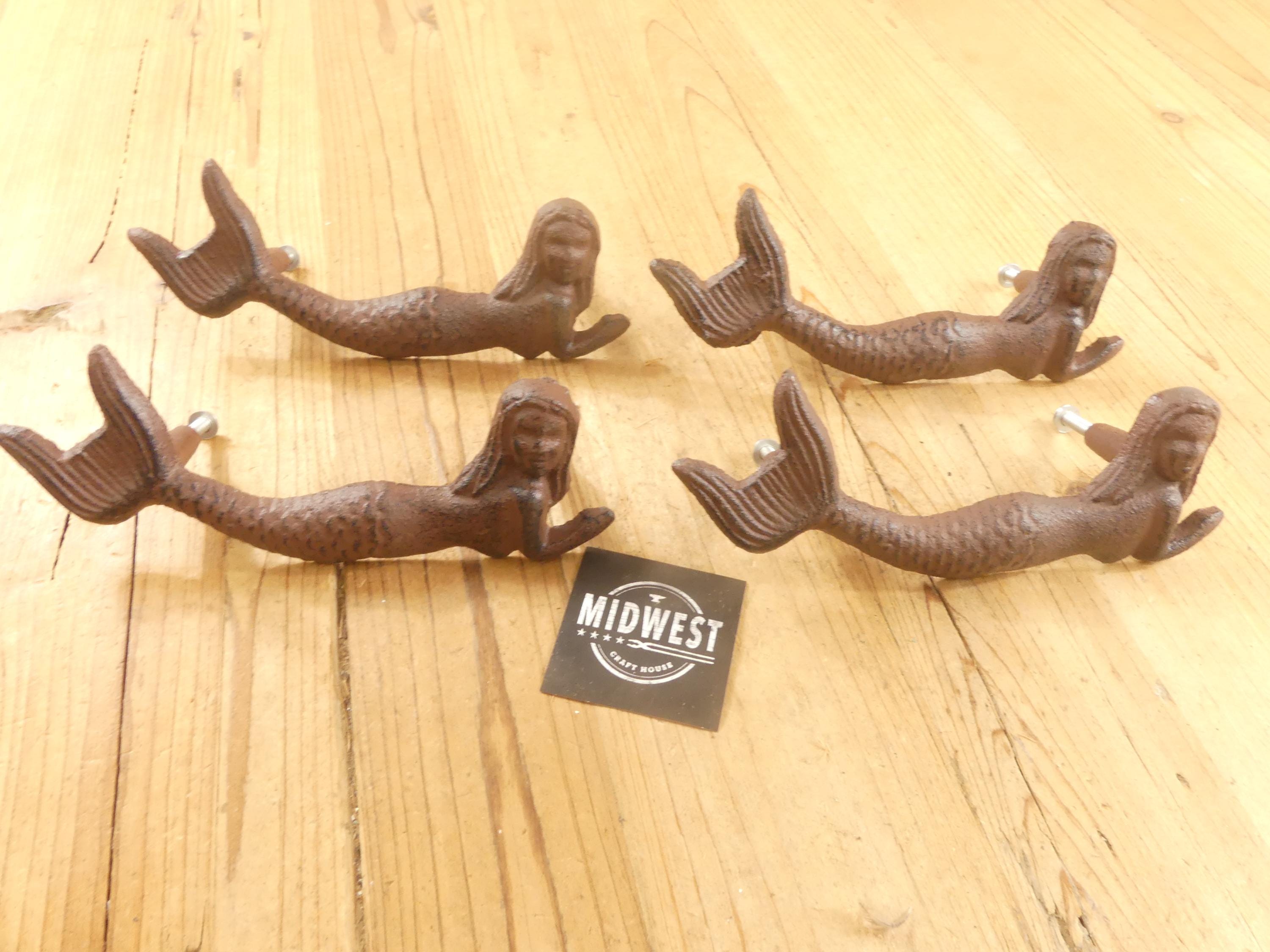 4 Cast Iron NAUTICAL MERMAID Drawer Pulls, Door Handles, Gate Pulls ...