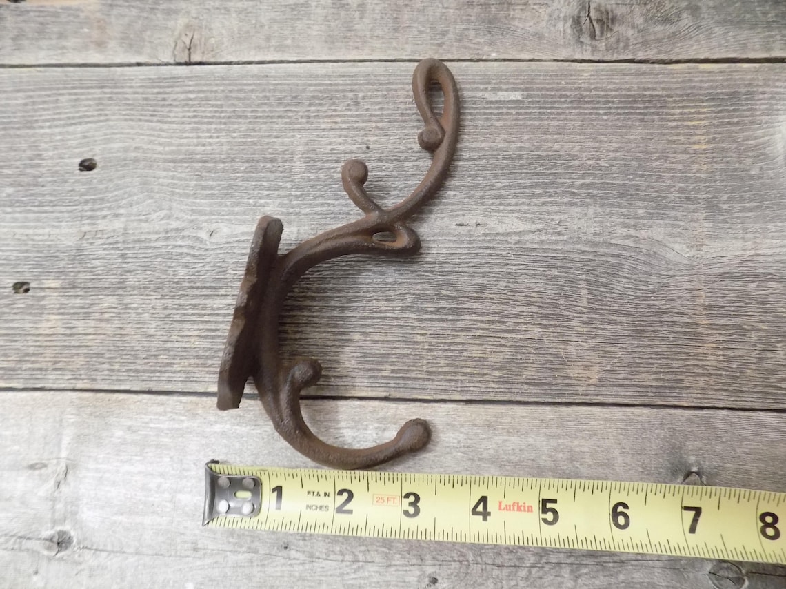 5 Large Rustic Coat Hooks Cast Iron Antique Style New Made to - Etsy