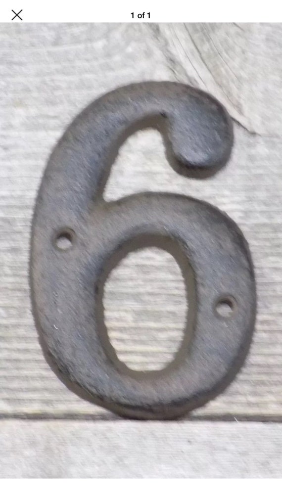 Number 6 Six Rustic BROWN Cast Iron Metal House Numbers Street - Etsy