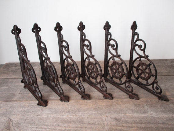 6 Cast Iron Shelf Brackets Nautical Ship Wheel Sea Captain - Etsy