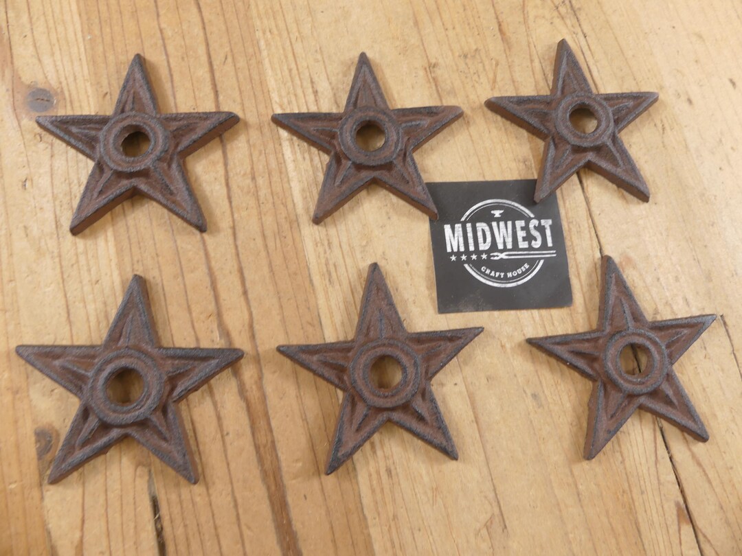 6 Cast Iron Stars Washer Texas Ranch 3" Primitive Rustic Craft Decor ...
