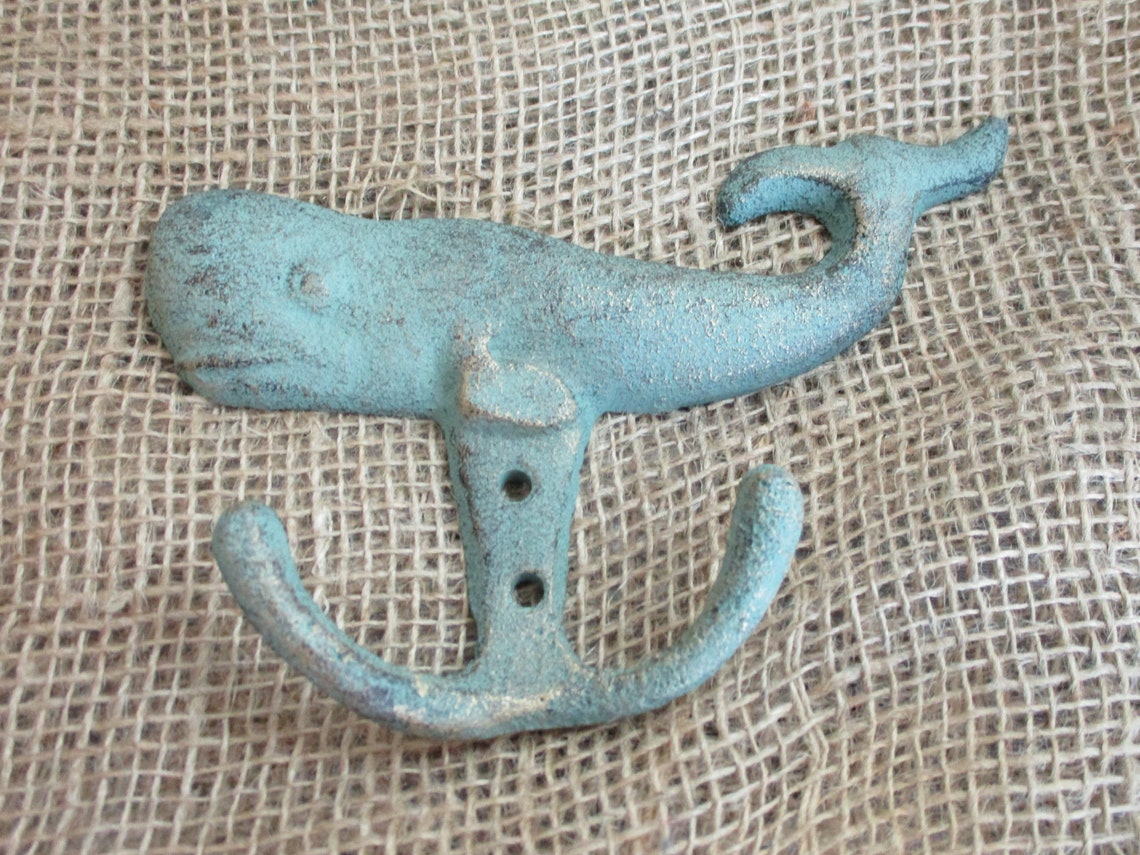 12 Cast Iron Whale Hooks Hook Nautical Beach House Home Decor - Etsy