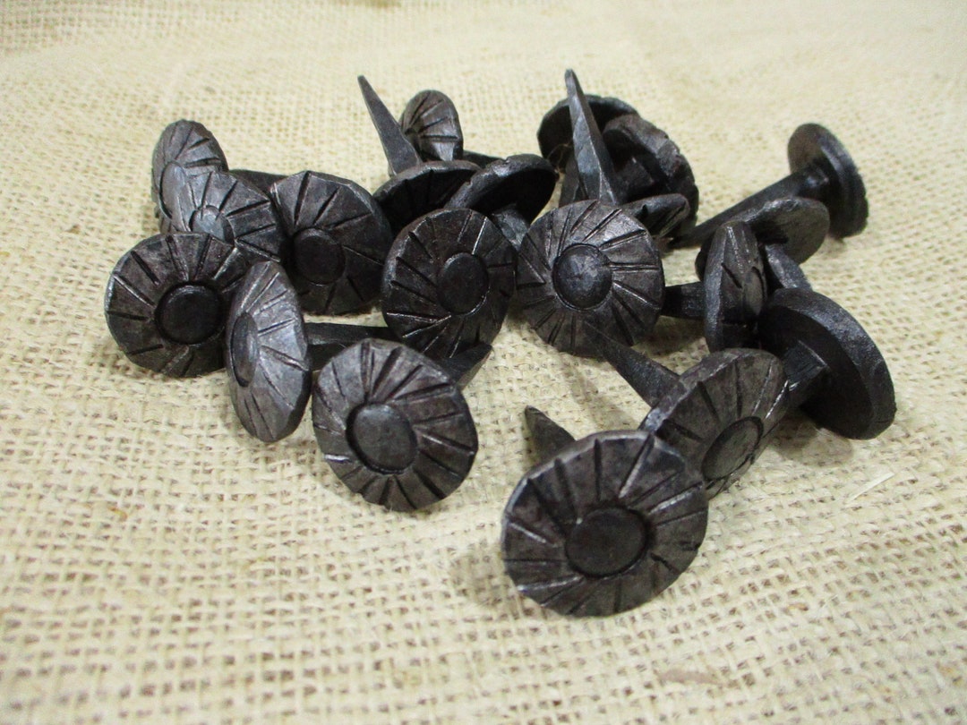 25 CLAVOS, Nails, Forged, Decorative, 1" Wide 2" Long" Nail, Upholstery, Door Nails, Craft Nails ...