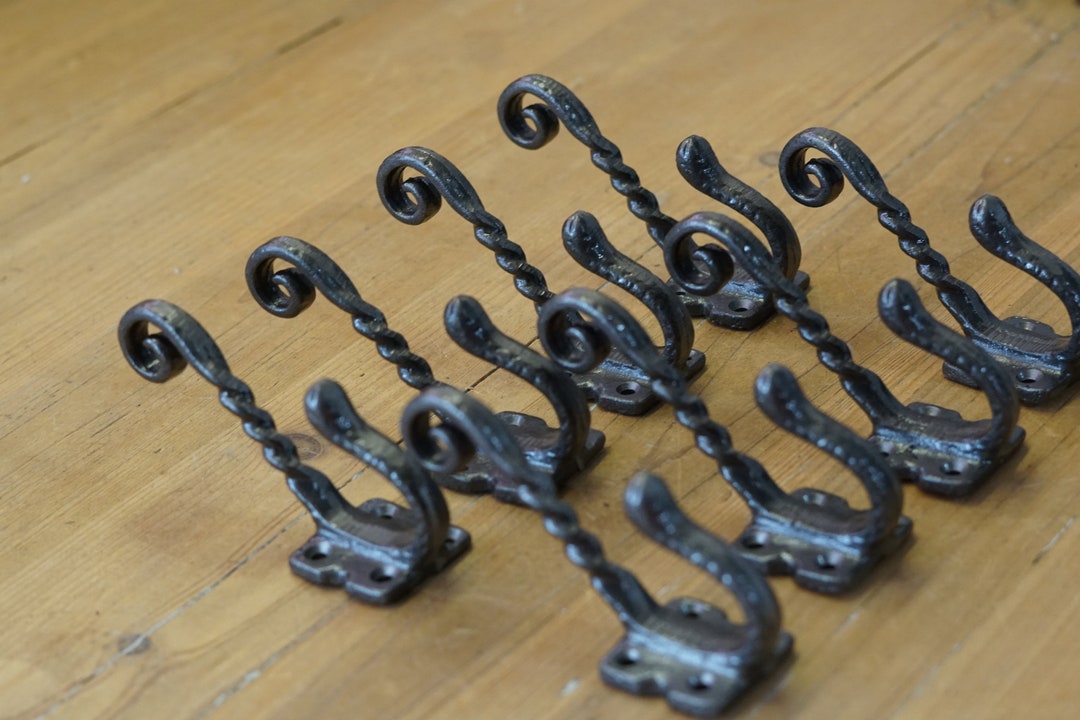 8 Pack Cast Iron Coat Hooks Wall Mounted Farmhouse Hook Fancy Edwardian ...