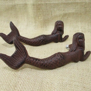 4 Cast Iron NAUTICAL MERMAID Drawer Pulls, Door Handles, Gate Pulls ...