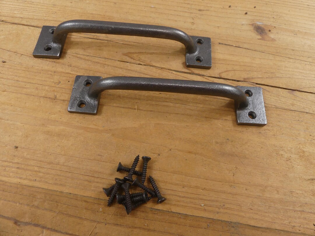 2 Cast Iron Handles, Door Pulls, 6" Long, Handles, Supply, Cabinet ...