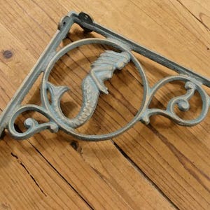 2 Cast Iron Nautical Mermaid Brackets, Braces, Corbels, Bookshelf ...