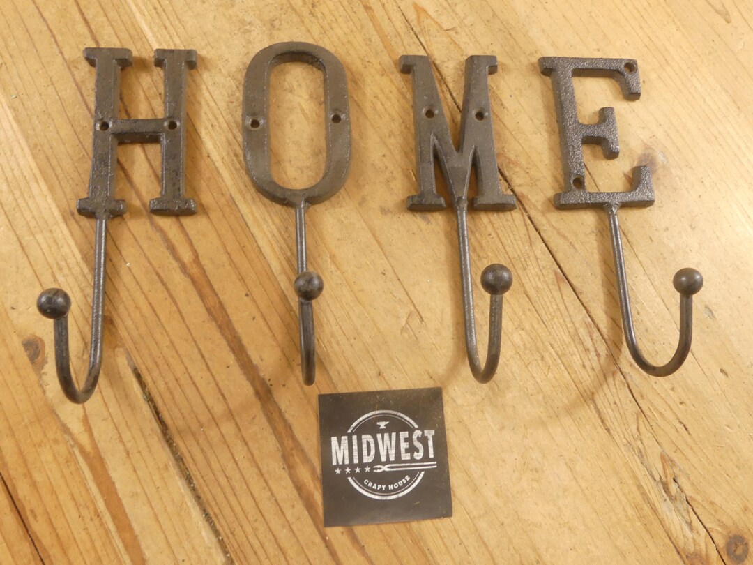 Cast Iron HOME Hooks Set - Rustic Wall Mounted Decor - by Midwest Craft ...