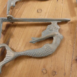 2 Cast Iron Mermaid Brackets, Corbels, Braces, Shelf Bracket, Nautical ...