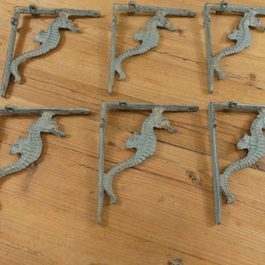 6 Cast Iron Nautical SEAHORSE Brackets Sea Horse Braces Shelf Bracket ...