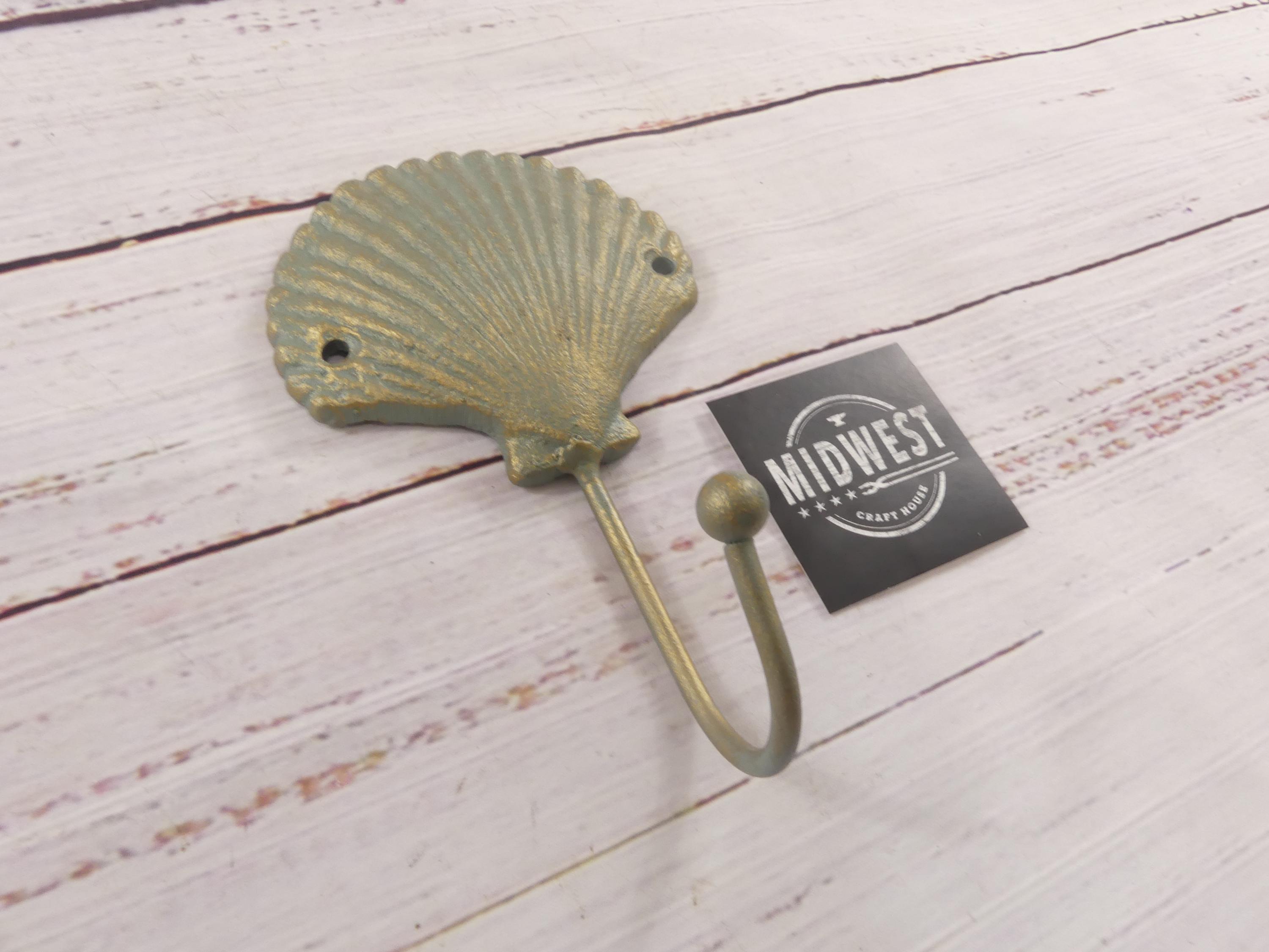 3 Sea Shell Hooks, Coat Hooks, Coat Rack Hooks, Scallops, Wall Mounted ...