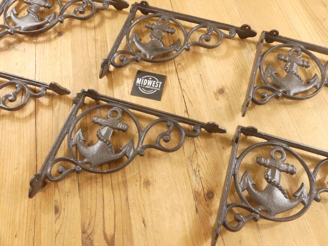 6 Cast Iron Anchor Shelf Brackets ,corbels, Braces, Bookshelf Brackets ...