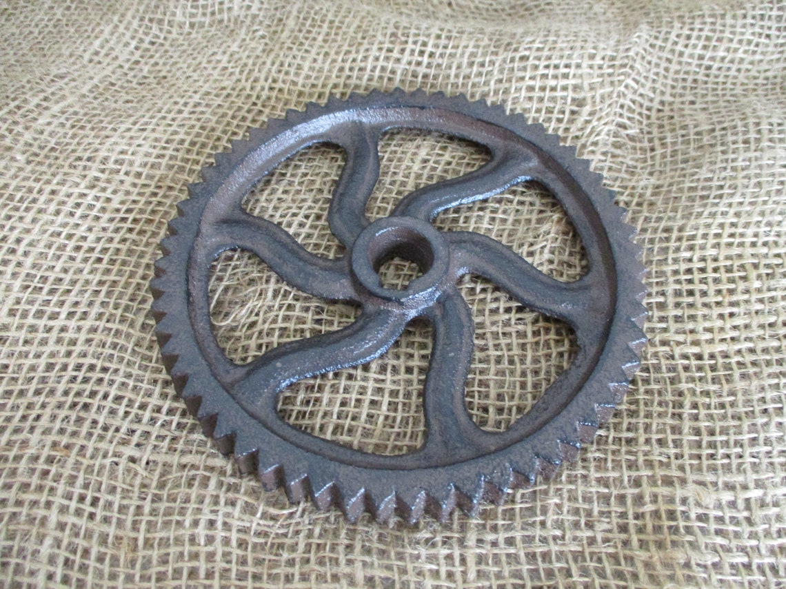 4 Rustic Cast Iron Gears Sprockets 6 Pulley Steampunk | Etsy